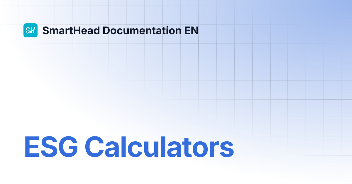 ESG Calculators | SmartHead Documentation EN